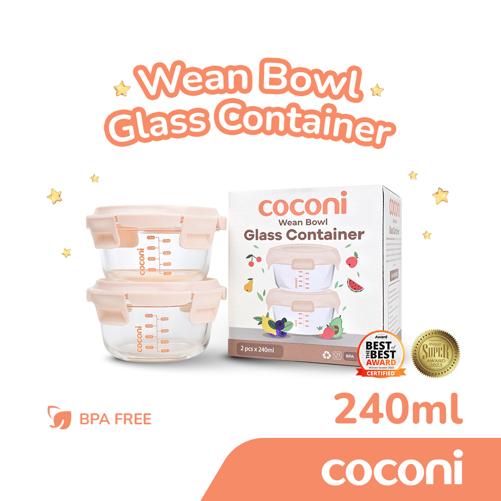 Jual COCONI Wean Bowl Glass Container 240ml 2pcs | Wadah Mpasi Kaca ...