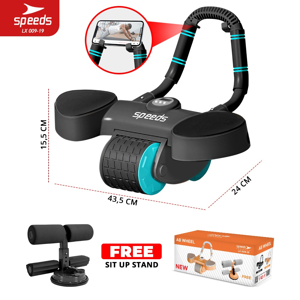 Jual SPEEDS AB Wheels Plank Trainer Ab Roller 2 Roda Automatic Rebound ...