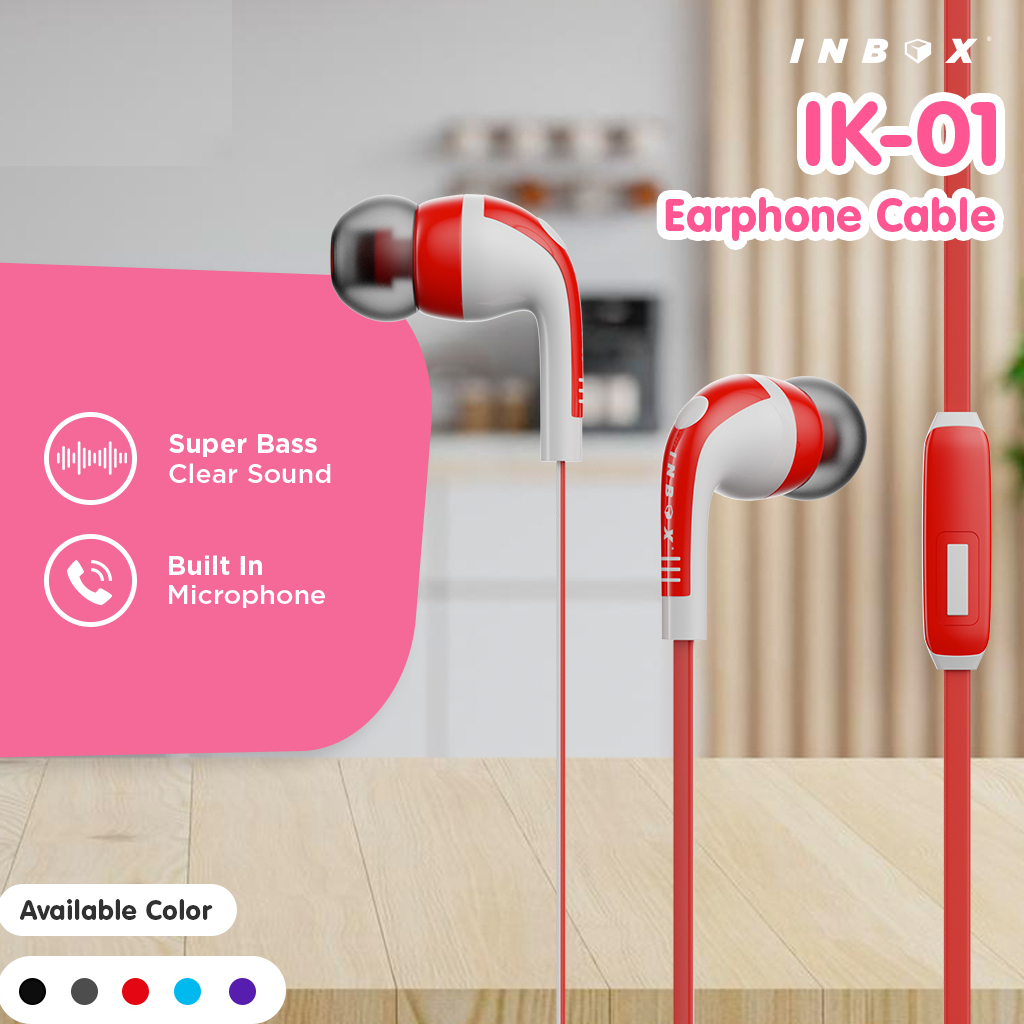 Jual HF/Earphone + Mic Jernih Stereo Bass- INBOX IK01 | Shopee Indonesia