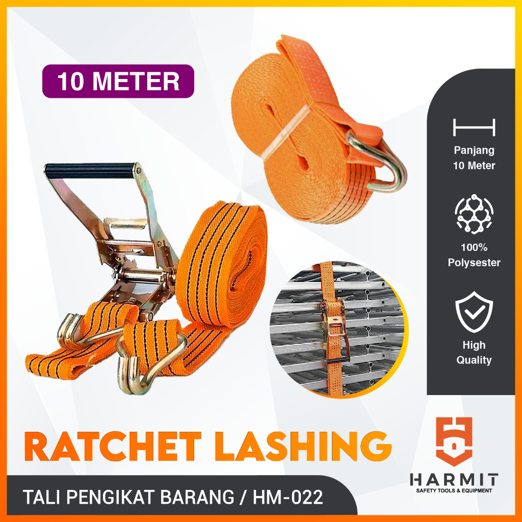 Jual HARMIT Ratchet Tie Down Cargo Lashing Belt 2" x 10M - Pengikat ...