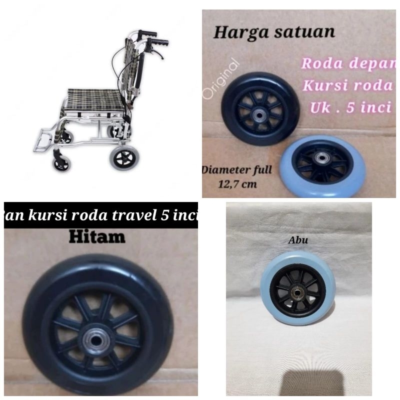 Jual roda depan kursi roda 5 inci/ban depan kursi roda travel | Shopee ...