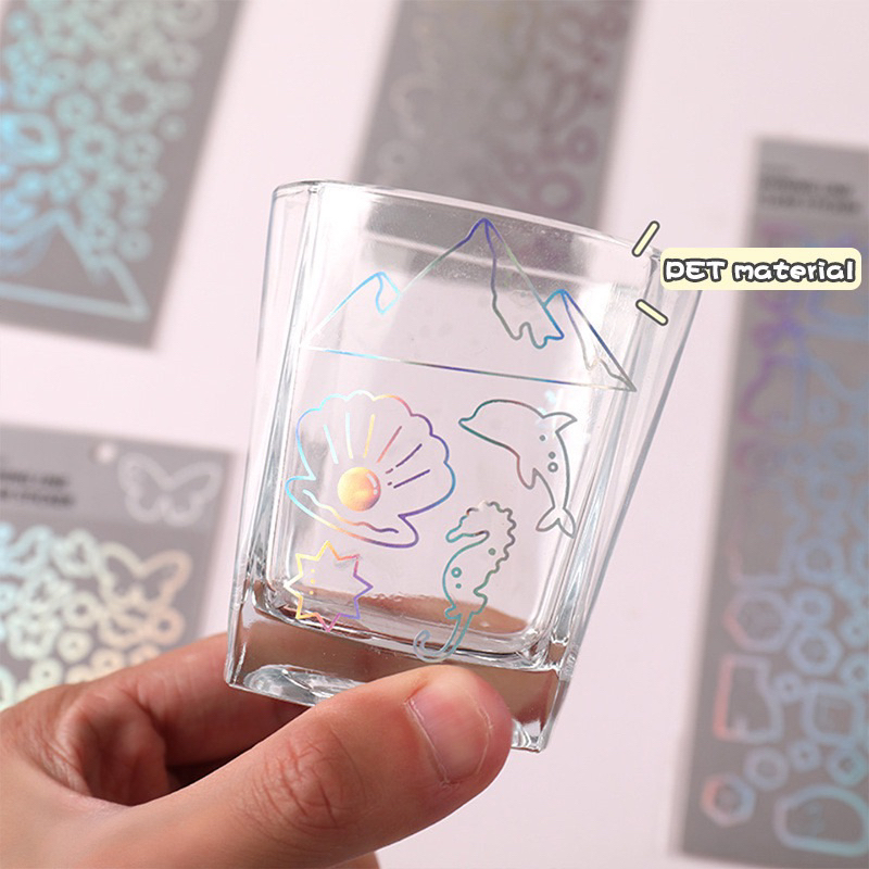 Jual 1 lembar stiker hologram kiss cut shining line clear sticker ...