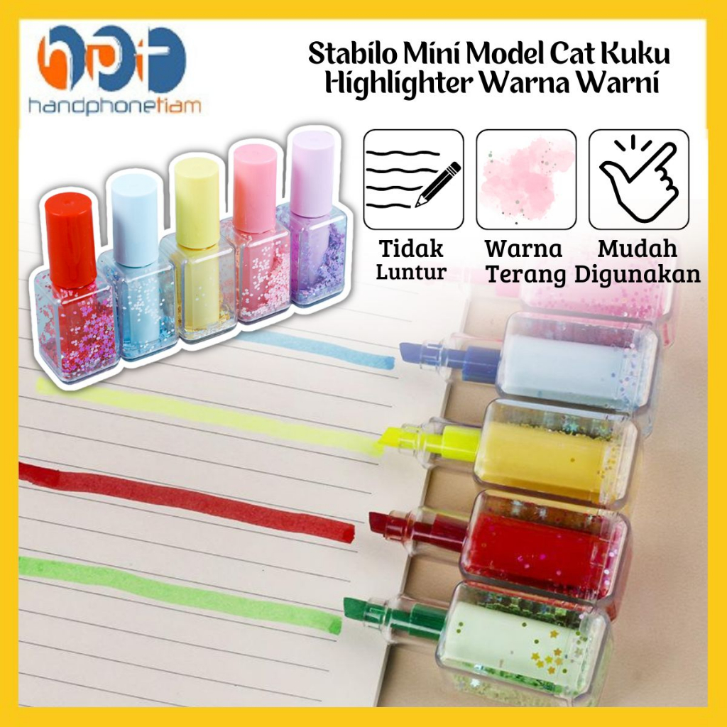 Jual Stabilo Mini Model Kemasan Cat Kuku Lucu / Highlighter Multicolor ...