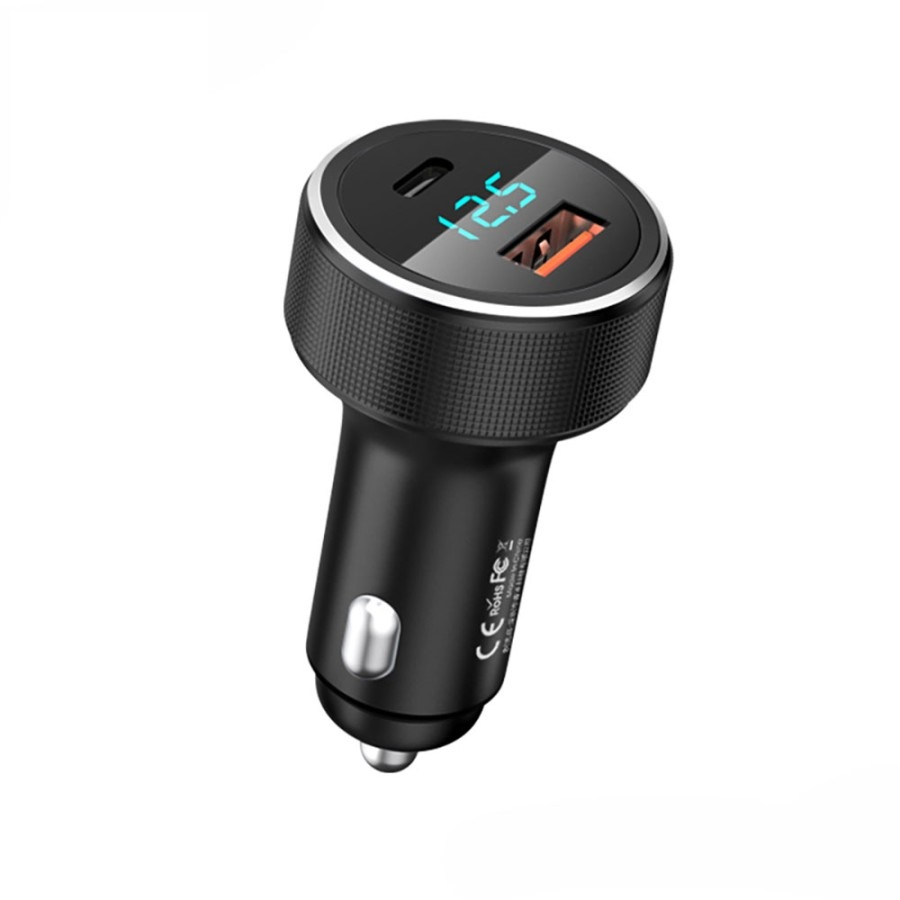Jual Charger Mobil Fast Charging Dual Port USB Type C Type A Digital ...