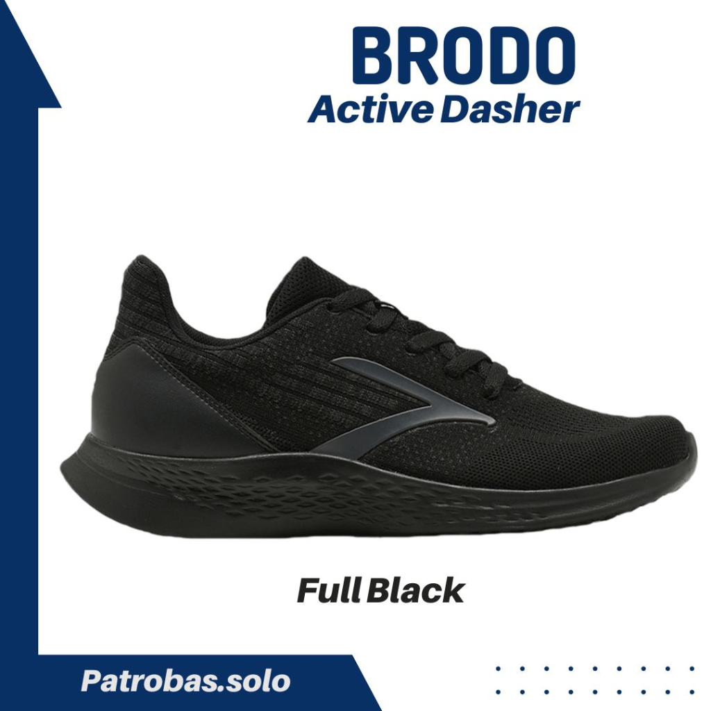 Jual BRODO Active Dasher Full Black Original Sepatu Sneakers Sport Pria ...