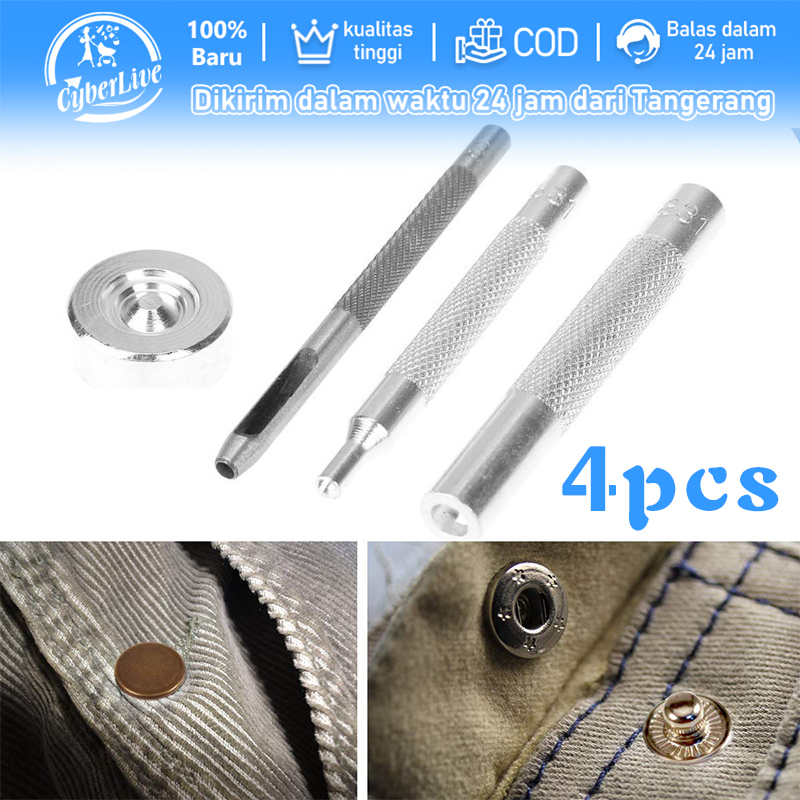 Jual 4Pcs/set Metal Alat Pasang Kancing Snap 15mm Anvil Rivet Fixing ...