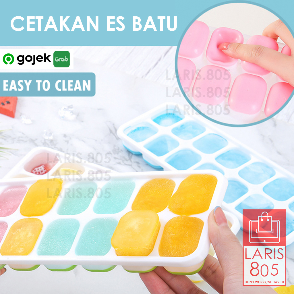 Jual Cetakan Es Batu Kotak 14 Cube/ Cetakan Es Batu Silikon Pop Up Food ...