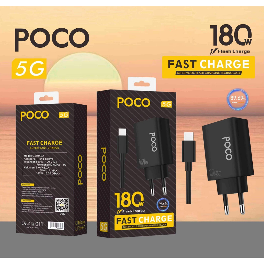 Jual Charger Black pocophone Poco 5G 180W Support FastCharging qc3.0 ...