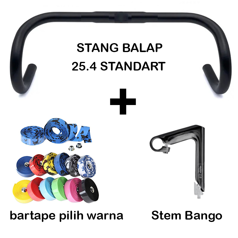 Jual Stang Sepeda BALAP 25.4mm Roadbike Fixie Hitam Besi tebal Powder ...