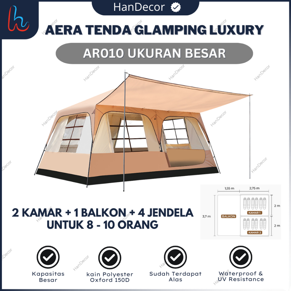 Jual Tenda Camping Luxury Besar 8-12 Orang | Tenda Glamping Double ...