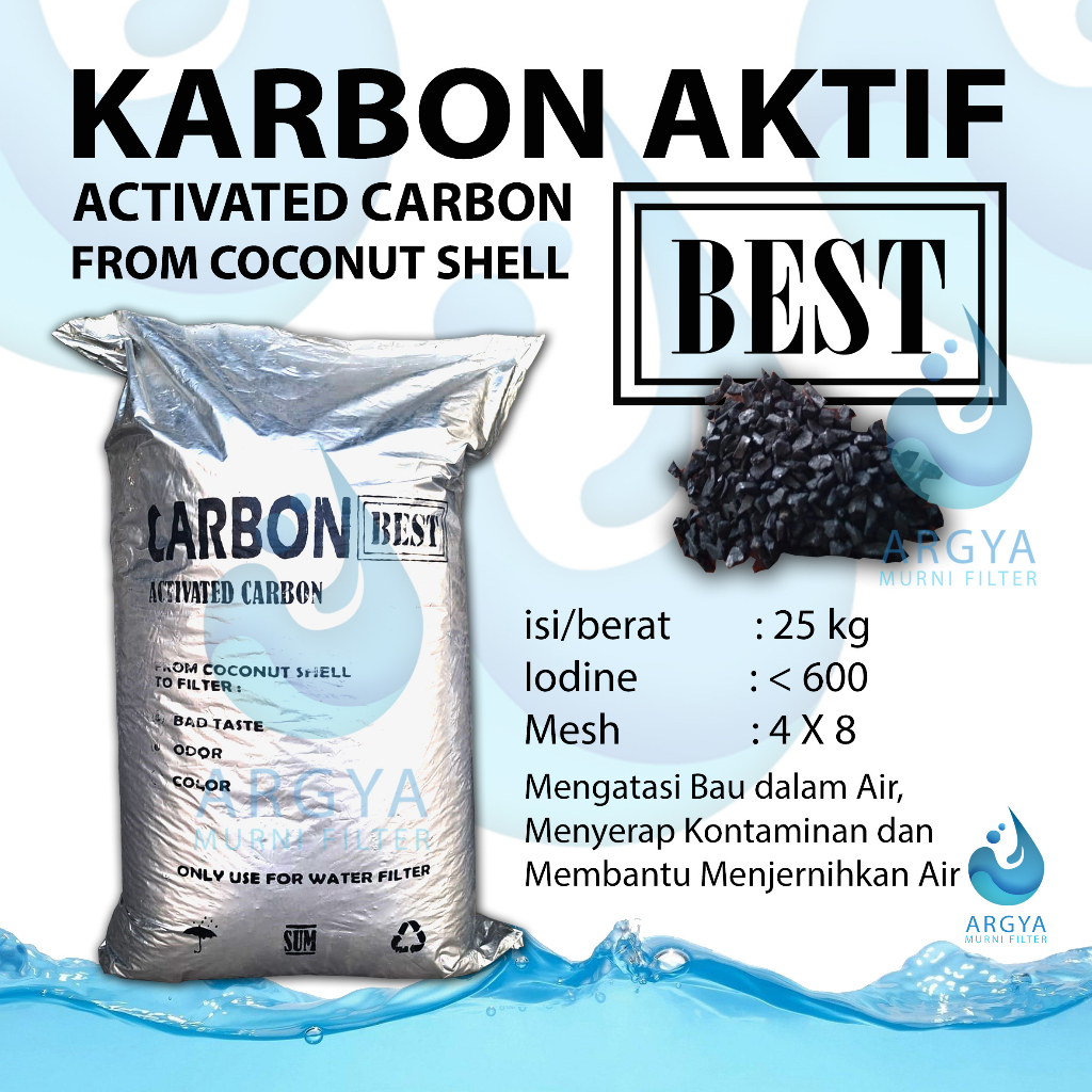 Jual Karbon Aktif / Activated Carbon 25 Kg merk BEST, Media Filter Air untuk Mengatasi Bau ...