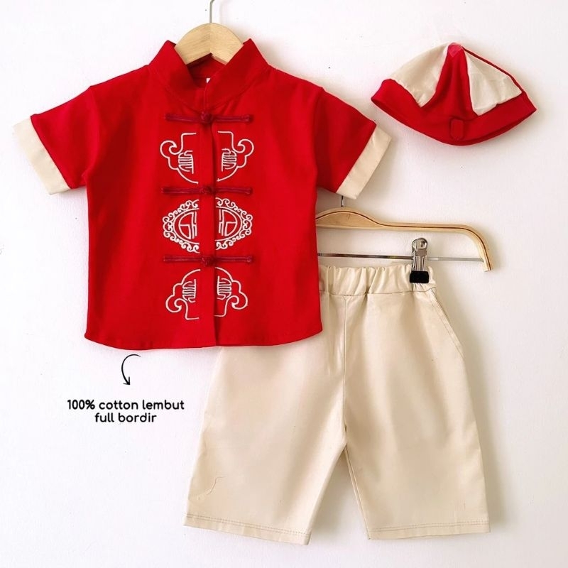 Jual cheongsam anak laki cowok brodir qibao red qipao chiphao boy boys ...