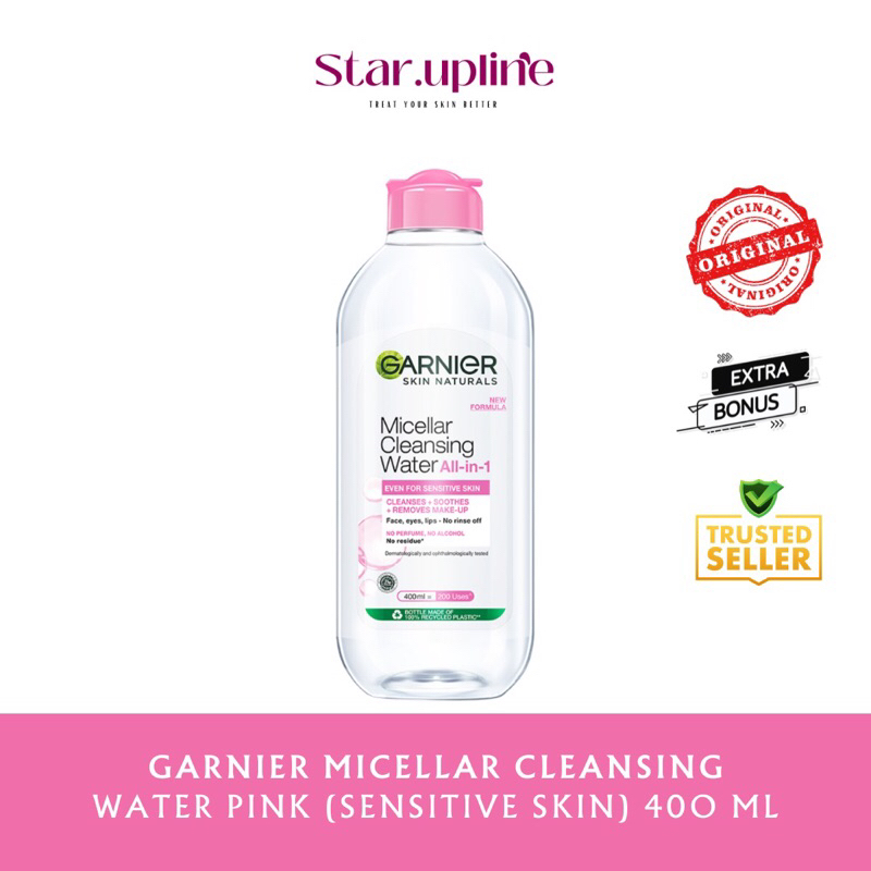 Jual GARNIER MICELLAR CLEANSING WATER PINK FOR SENSITIF SKIN 400 ML ...