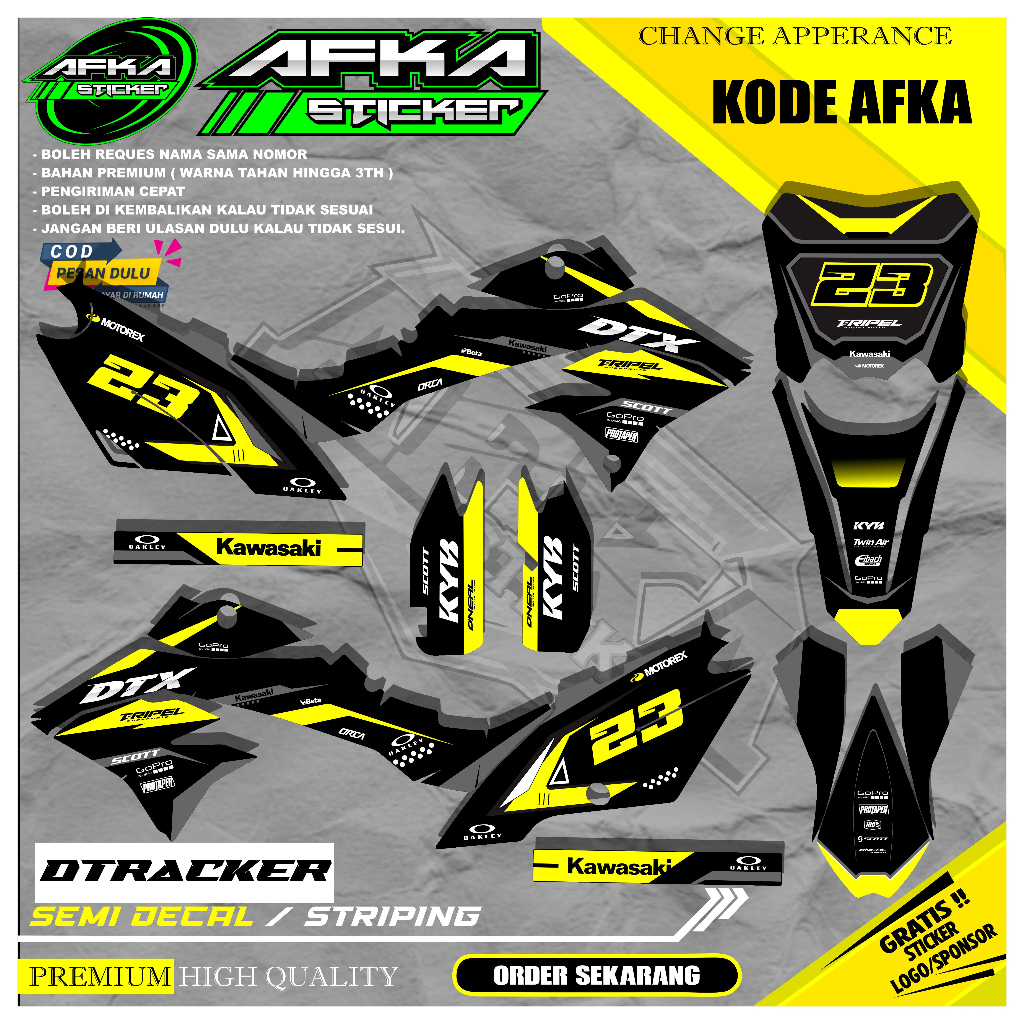 Jual Decal Sticker Kawasaki Dtracker,Papan NO CRF_Full Body Motif ...