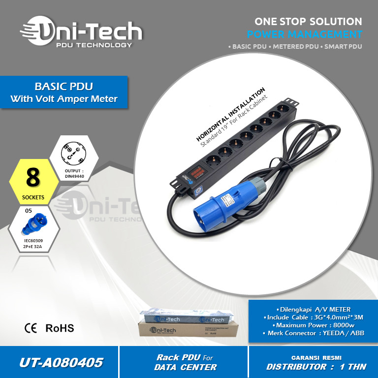 Jual PDU 8 Socket Germany - Basic PDU 8 Holes / Outlet Socket DIN49440 ...