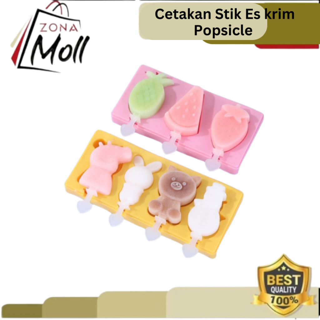 Jual DIY Cetakan Stik Es Krim Popsicle Coklat Silikon BPA Free Karakter ...