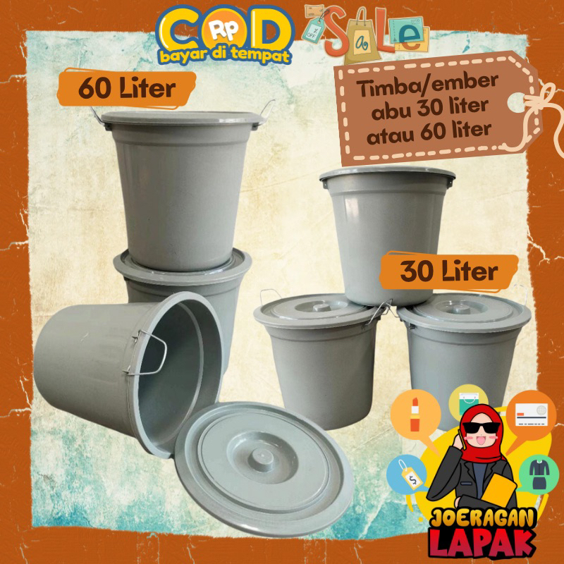 Jual ⭐️JOERAGAN LAPAK⭐️ TIMBA EMBER PLASTIK TUTUP ABU 30L/60L/70L GALON ...