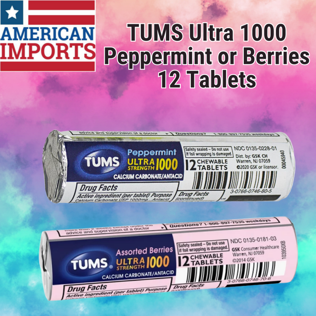 Jual [12 Tablets] Tums Ultra Strength Chewable Antacid Tablets - 1000mg ...