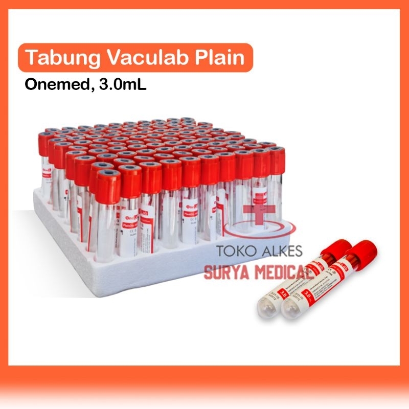 Jual Tabung Sample Darah Blood Collection Tube Plain Glass 3ml OneLab ...