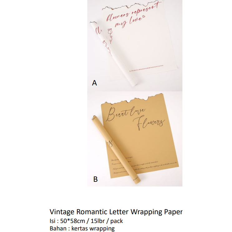 Jual 15Lembar Kertas Bunga /Vintage Romantic Letter Wrapping Paper ...