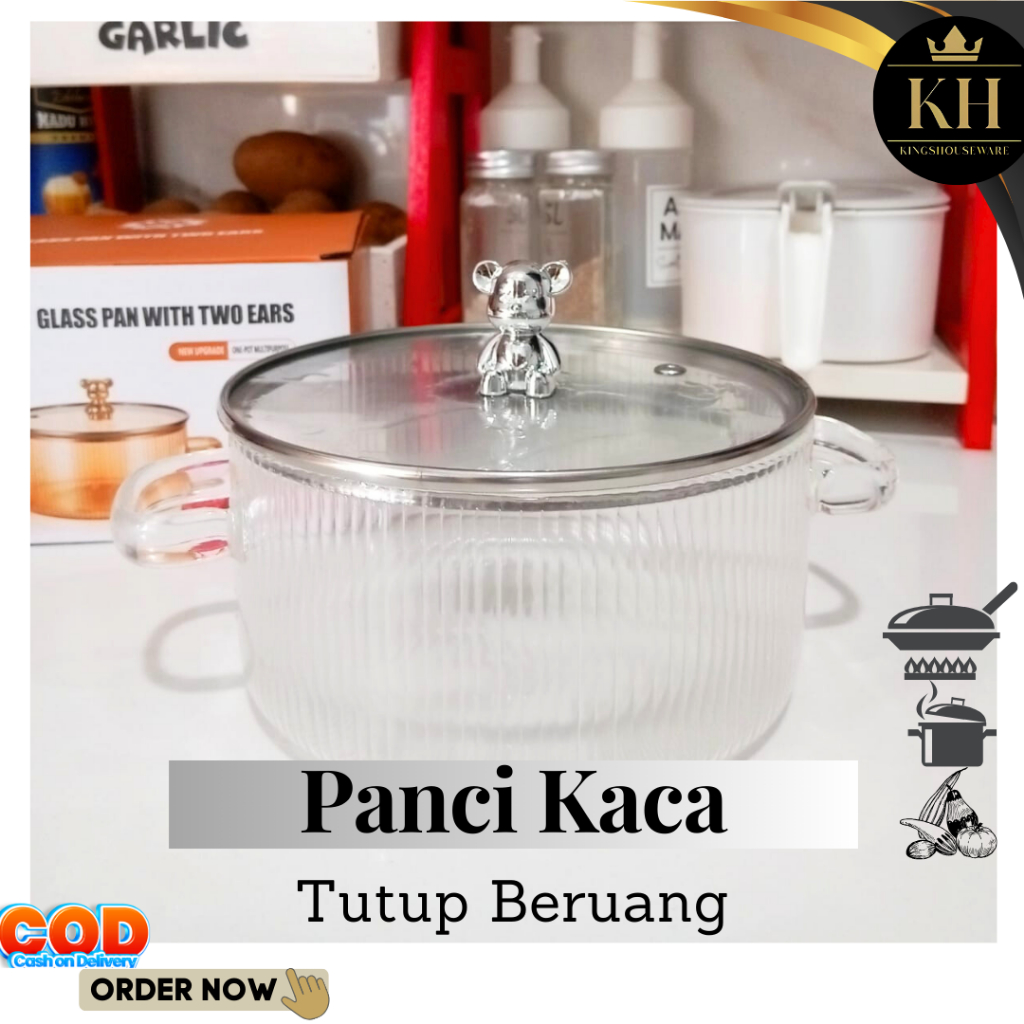 Jual KH- Pot Panci Masak / Tutup Beruang Panci Kaca Transparant Anti ...