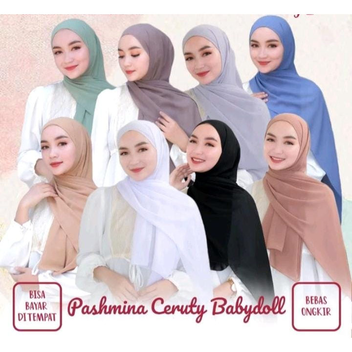 Jual Pashmina Ceruty Babydoll 180x75 Premium || [COD] Pashmina Ceruty Babydoll 40 Warna | Hijab ...