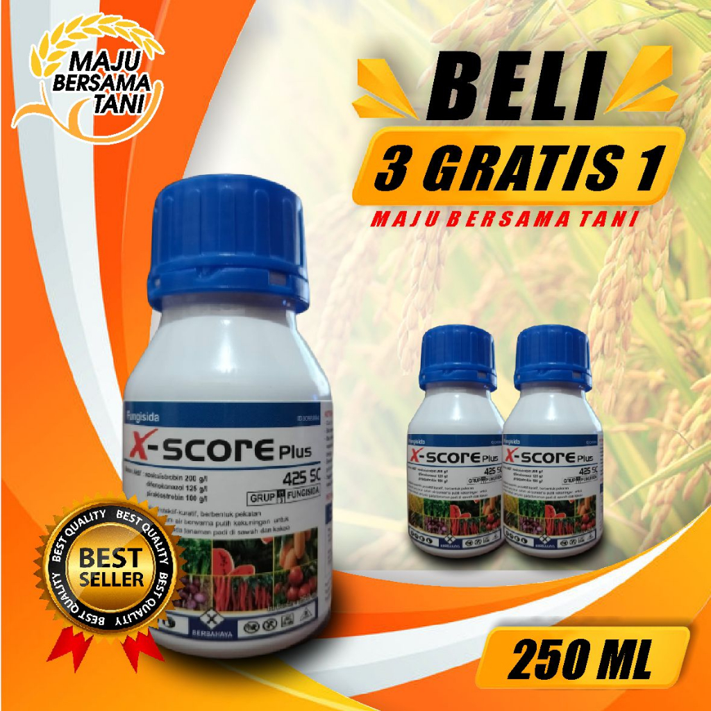 Jual FUNGISIDA X-SCORE PLUS 425 SC B.A AZOKSISTROBIN 200 G/L DIFENOKONAZOL 125 G/L ...