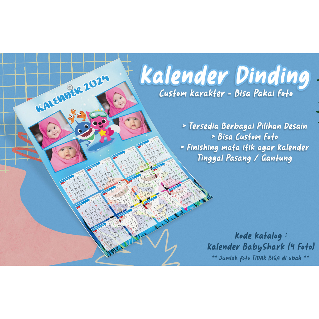 Jual CETAK KALENDER 2024 CUSTOM DESAIN KARTUN / KARAKTER ANAK PRINT ...