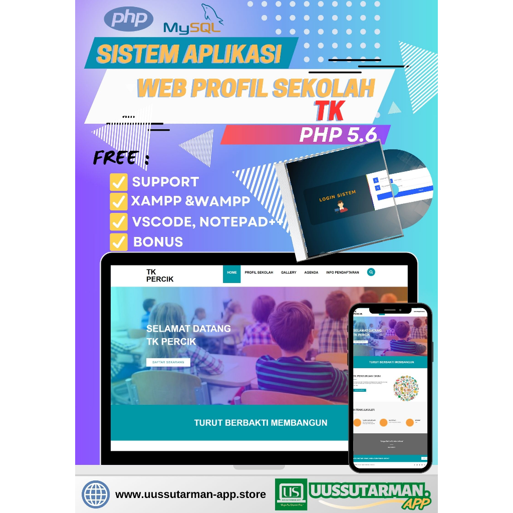 Jual Source Code Sistem Aplikasi Pemograman Web Profil Sekolah TK (PHP) | Shopee Indonesia