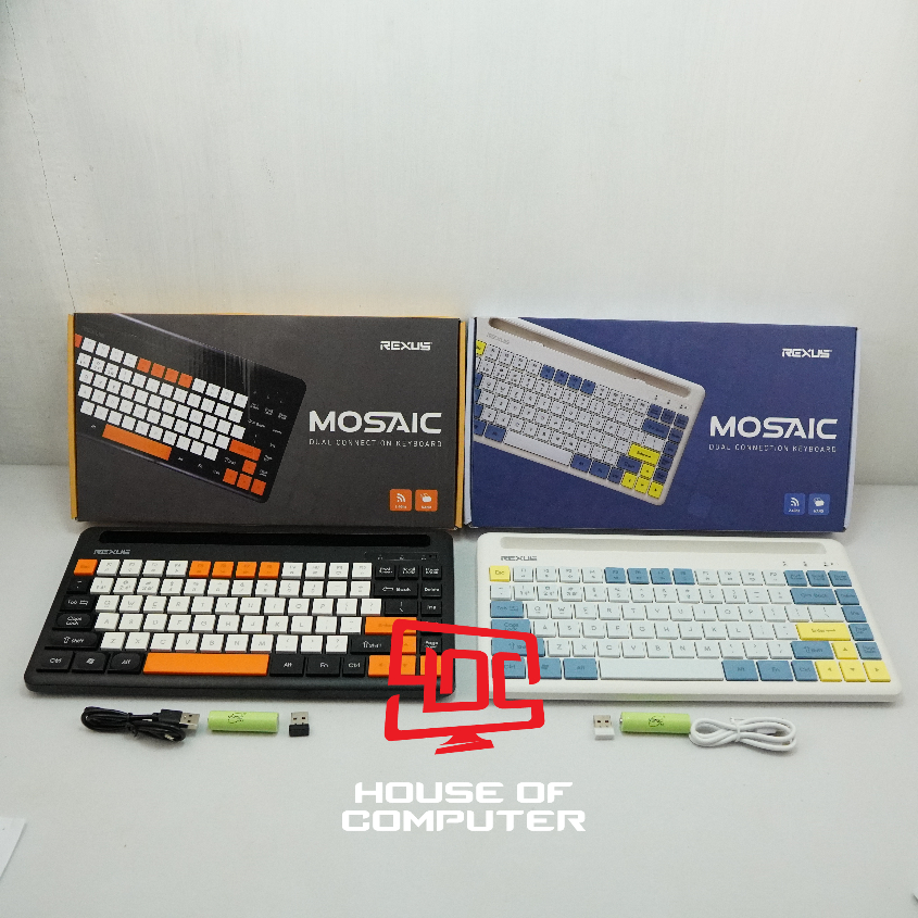 Jual KEYBOARD BLUETOOTH WIRELESS REXUS KB01 DUAL CONNECTION MOSAIC ...