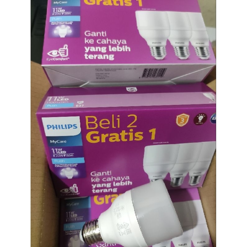 Jual Philips LED Stick bright 11 w E27 6500K PUTIH, ISI 2 GRATIS 1 ...