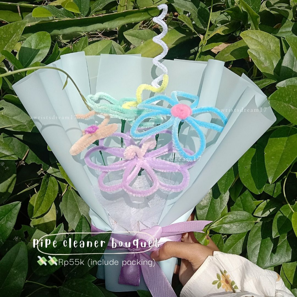 Jual pipe cleaner bouquet buket bunga kawat bulu besar hadiah wisuda ...