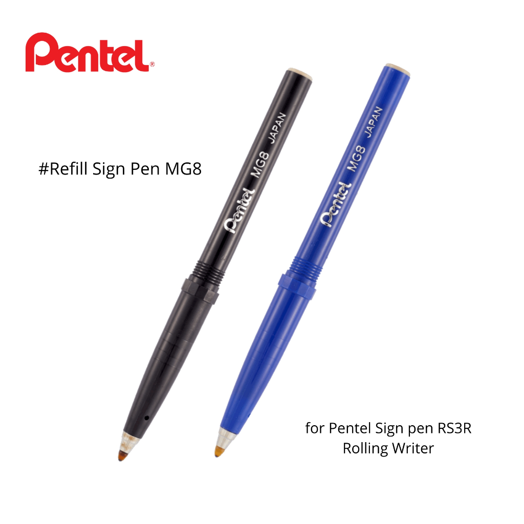 Jual Refill Sign Pen Pentel MG8 Tip 0.8 mm Tinta Hitam Biru For Pentel ...