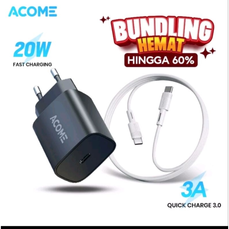 Jual Charger PD 20 Watt Acome Type C | Shopee Indonesia