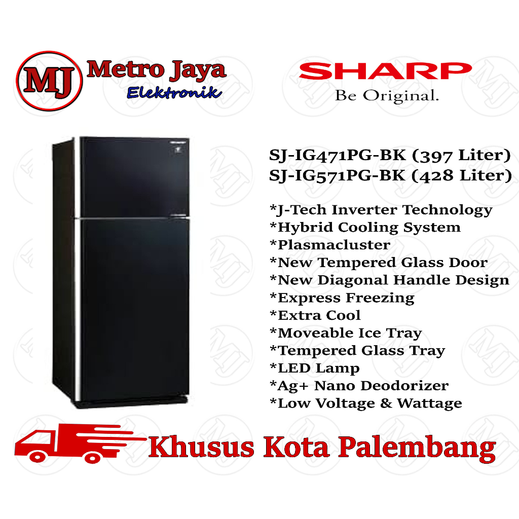 Jual Kulkas 2 Pintu Sharp SJ-IG 471 PG-BK / SJIG 471 PGBK Plasma Glass ...