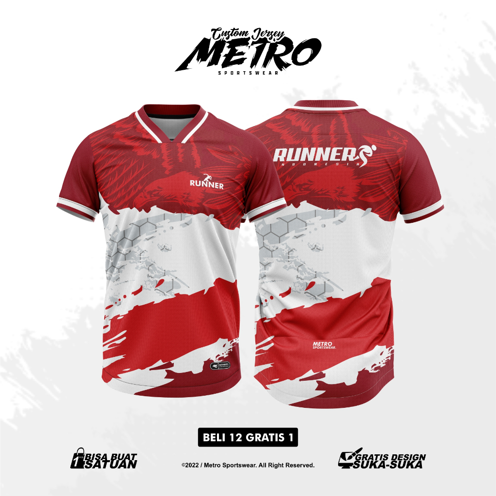 Jual Jersey Lari Free Custom Free Nickname Full Printing | Shopee Indonesia