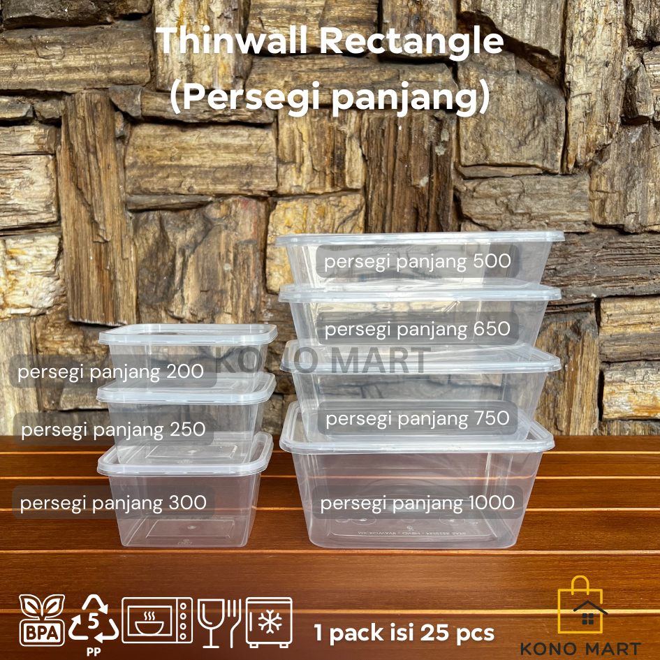 Jual [ISI 25 PCS] Thinwall Persegi Panjang Rectangle 200 250 300 500 650 750 1000 | Shopee Indonesia