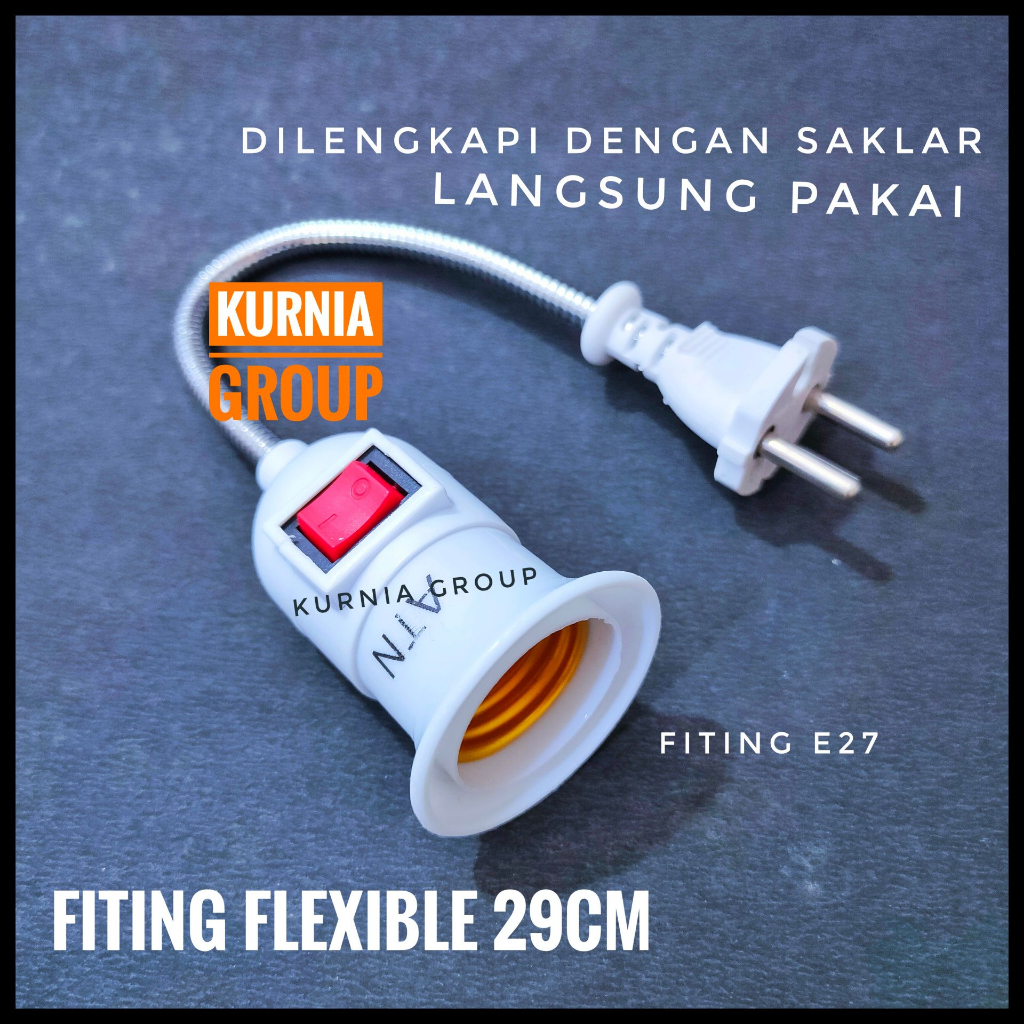 Jual Fiting Lampu Flexible Sprial E27 Piting tekuk + Tombol ON /OFF Dekorasi Piting Flexibel ...