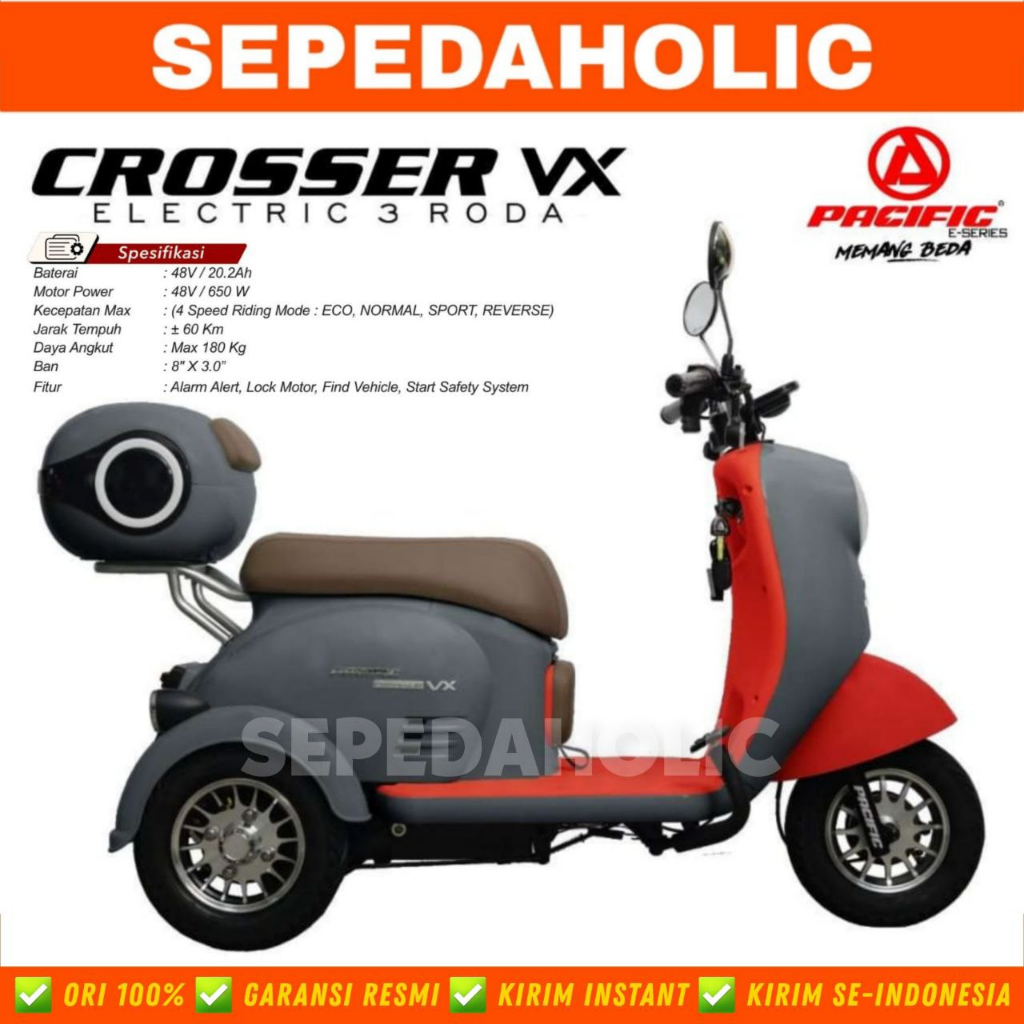 Jual Sepeda Listrik CROSSER VX BY PACIFIC / GENIO EASTON XL1 BY UNITED Roda Tiga 3 Electric E ...