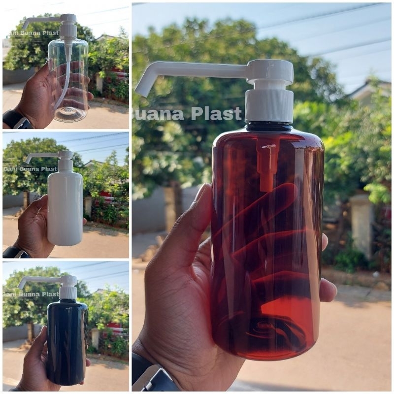 Jual BOTOL PUMP 500ML PET TUTUP PUMP LONG PIPE PUTIH/BOTOL POMPA 500ML | Shopee Indonesia