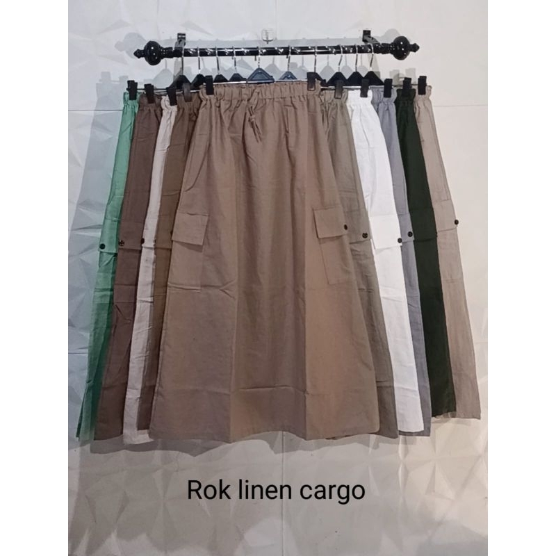 Jual ROK WANITA BAHAN LINEN CARGO PREMIUM ALLSIZE MUAT BB 40-80 Kg ko ...