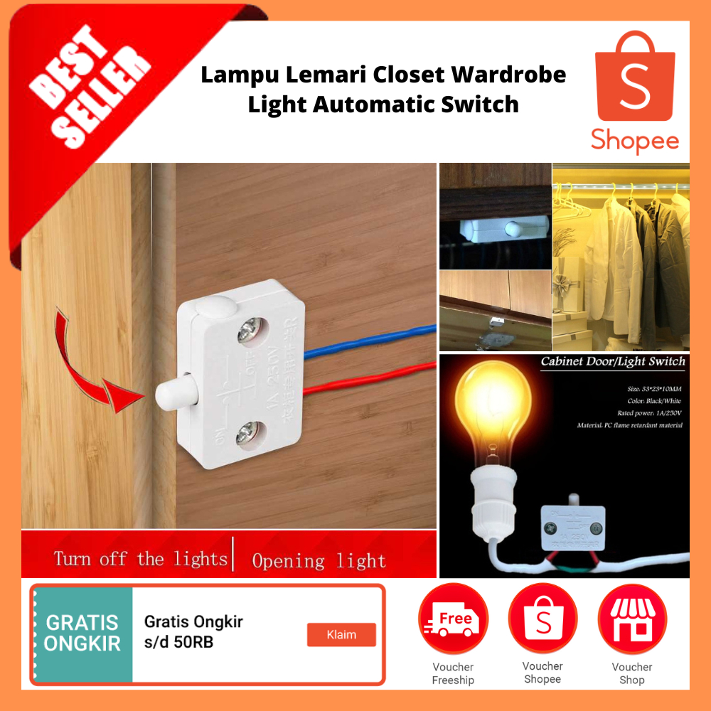Jual Lampu Lemari Closet Wardrobe Light Automatic Switch / Sakelar ...