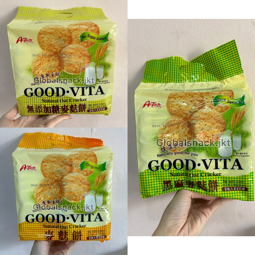 Jual A TASTE GOOD VITA NATURAL OAT CRACKER ORIGINAL / BLACK SESAME / NO ...