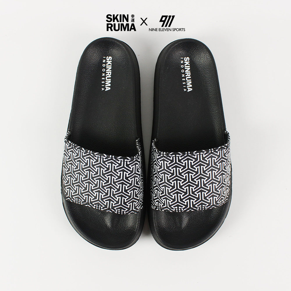 Jual Sendal Slop Pria Wanita SKINRUMA Triangle Motive Hitam / Slip On ...