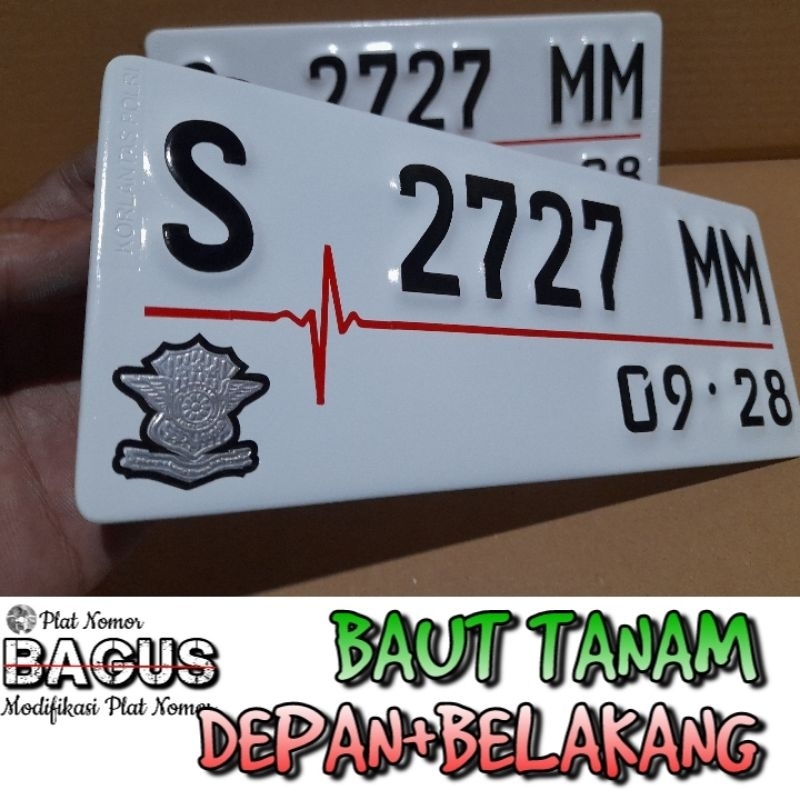Jual PLAT NOMOR MOTOR BAUT TANAM VARIASI GARIS DETAK JANTUNG | Shopee ...