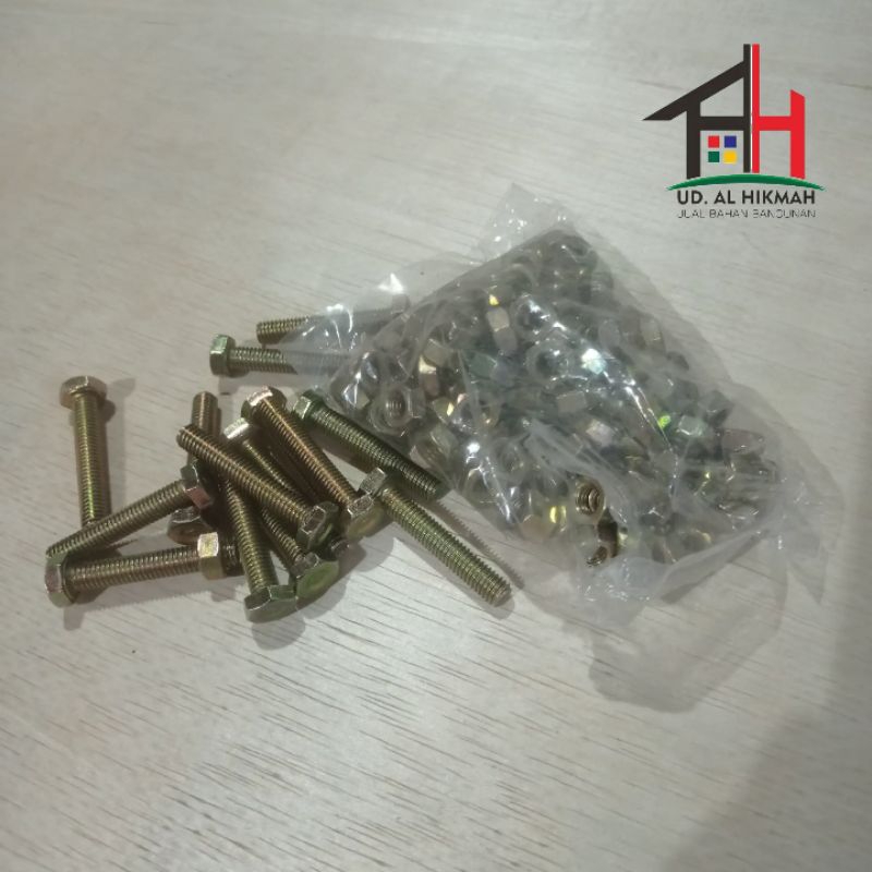 Jual ISI 10 SET MUR BAUT HEX KUNING M6 X 35 M6X35 KUNCI 10 MM | Shopee ...