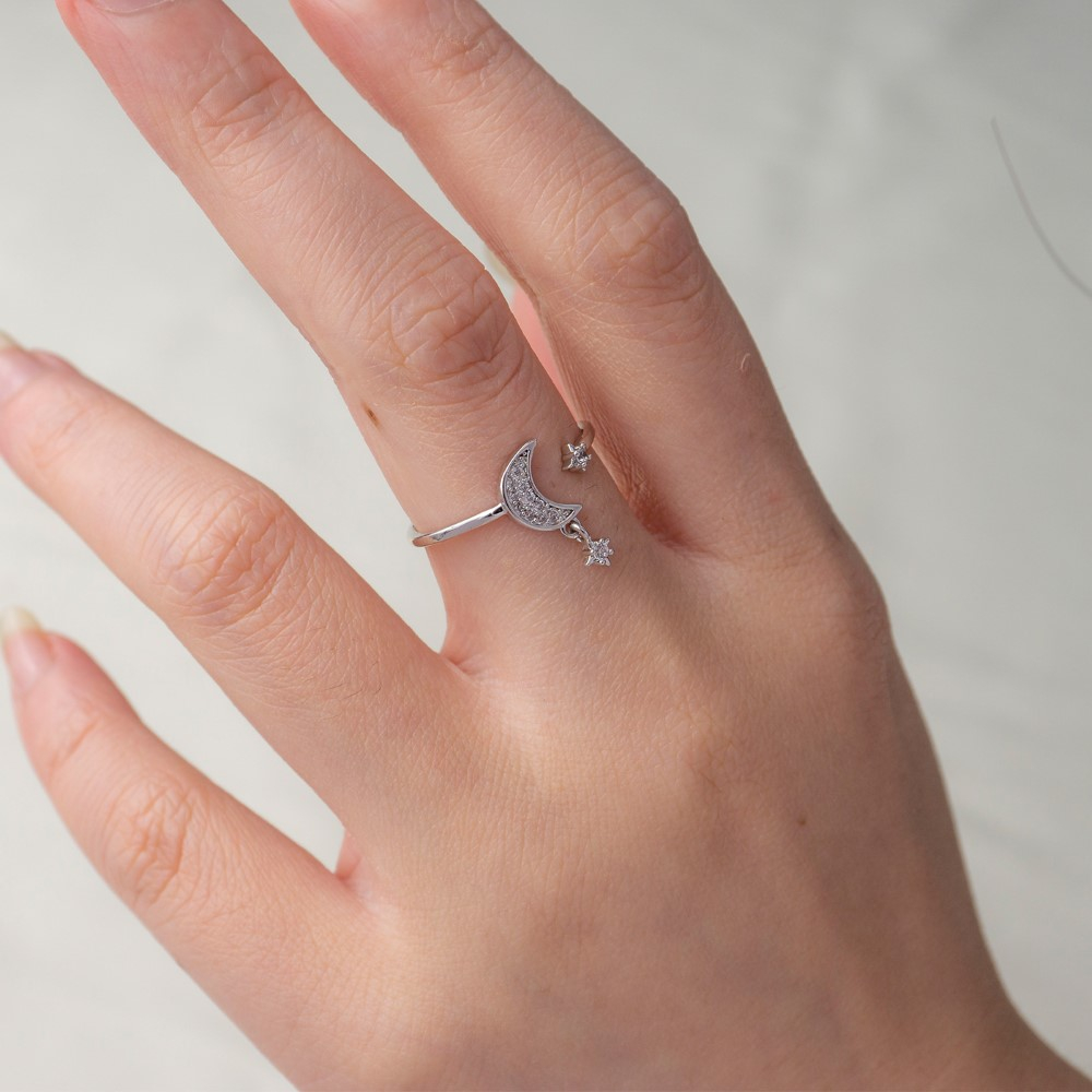 Jual Modan - Cincin Luxe Bulan Bintang Premium Celestial Moon Dangle ...