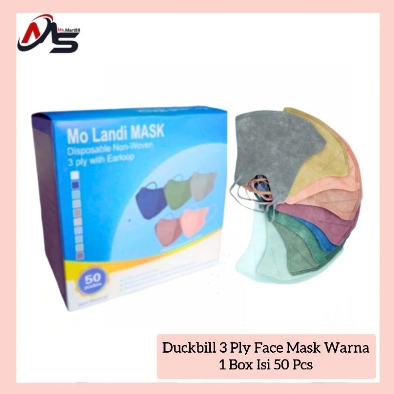 Jual Masker Duckbill 3 Ply Face Mask Warna Mix 1 Box Isi 50 pcs ...