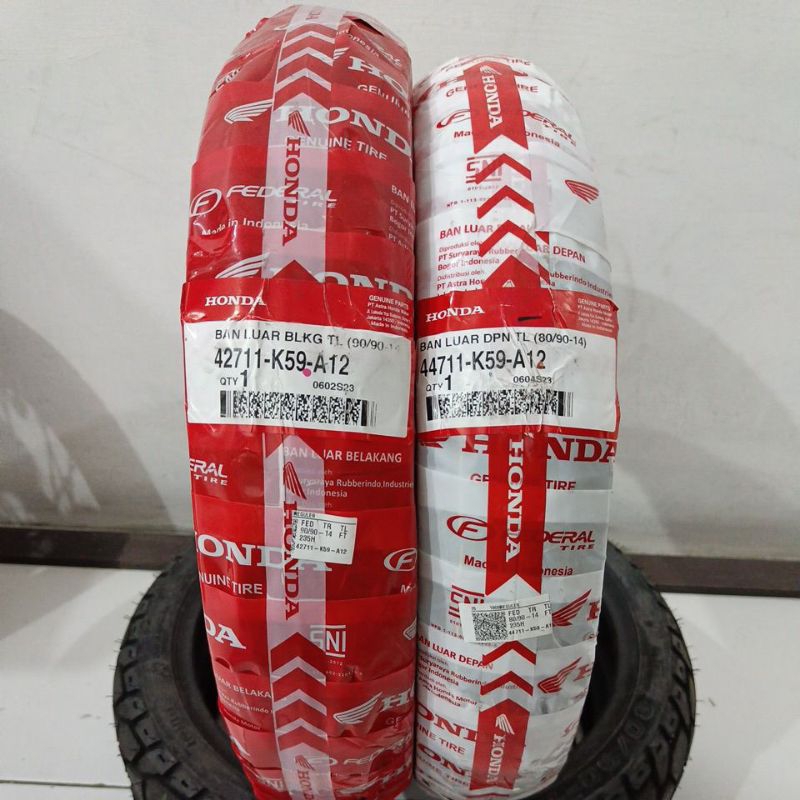 Jual BAN LUAR DEPAN/ BELAKANG TUBLES 80/90-14, 90/90-14 HONDA AHM FEDERAL MATIC K59 VARIO BEAT ...