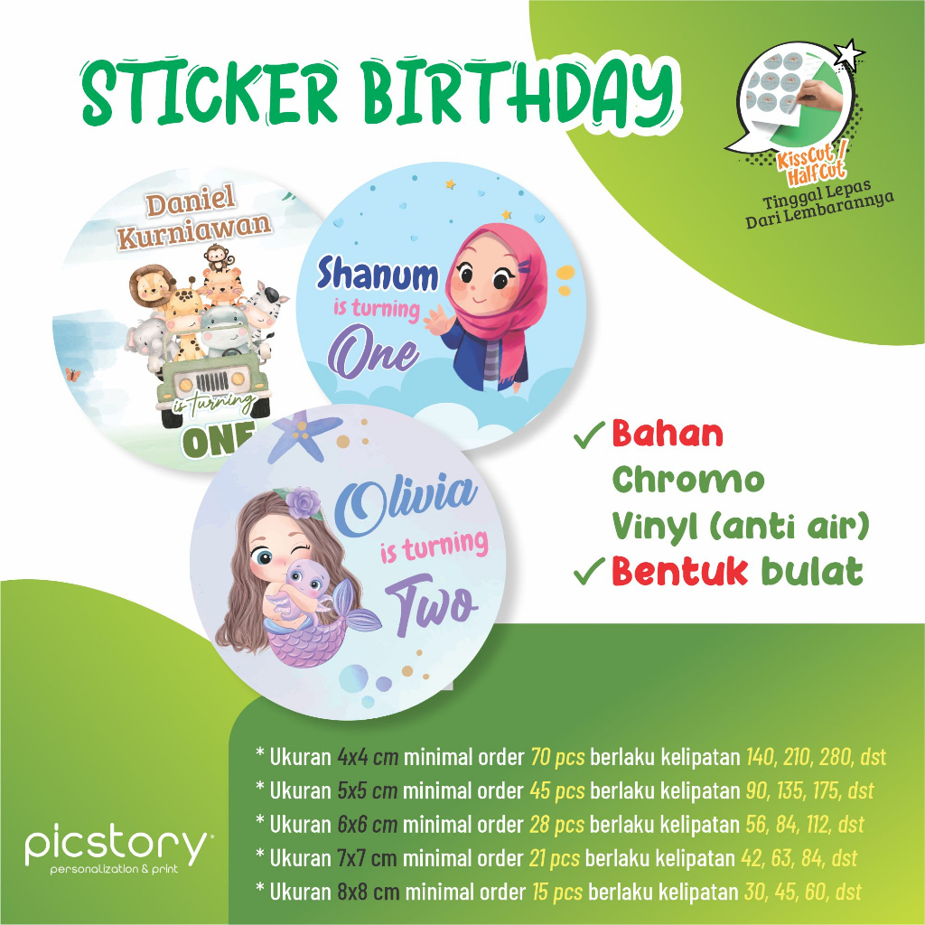 Jual Stiker Bulat Ulang Tahun Anak / Cetak Sticker Ultah Birthday ...